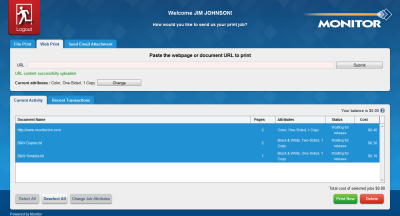 Changes to Monitor Web Print | Monitor BM - Transaction Management